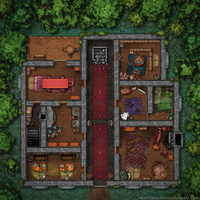 Abandoned Manor Map | Mostly Sheets and Numbers